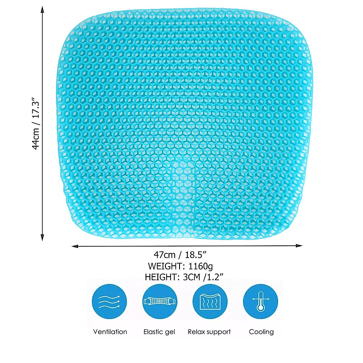 masteymoh Gel Seat Cushion for Long Sitting, Gel Cushions for Pressure Sores Relief, Double Thick Gel Cushion for Sitting, Seat Cushions for Office Chairs with Breathable Nonslip Cover