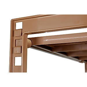 Katai - 2 Tier Under Sink Adjustable Shelf Organizer Rack in Coffee - Expandable from 15 inch to 26 inch (40cm - 70cm) with 10 Removable Shelves - Complete with Waterproof Anti-Slip Mat