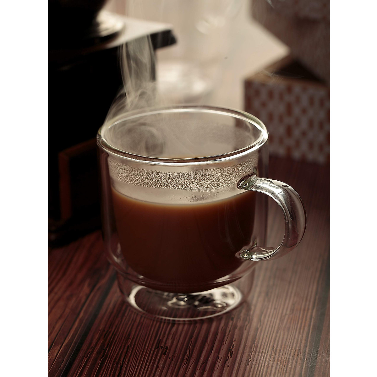 160ML4 Glass double wall cup with handle, Stackable cups, 4pcs/Gift box as one set