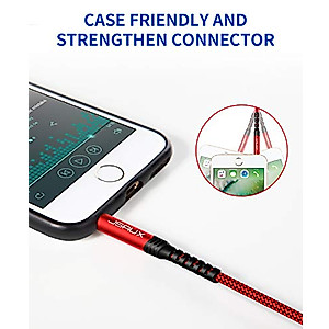 JSAUX 2 Pack AUX Cable, [4ft/1.2m- Copper Shell, Hi-Fi Sound] 3.5mm TRS Auxiliary Audio Cable Nylon Braided Aux Cord Compatible for Car/Home Stereos,Speaker,Headphones,Sony,Echo Dot,Beats - Red