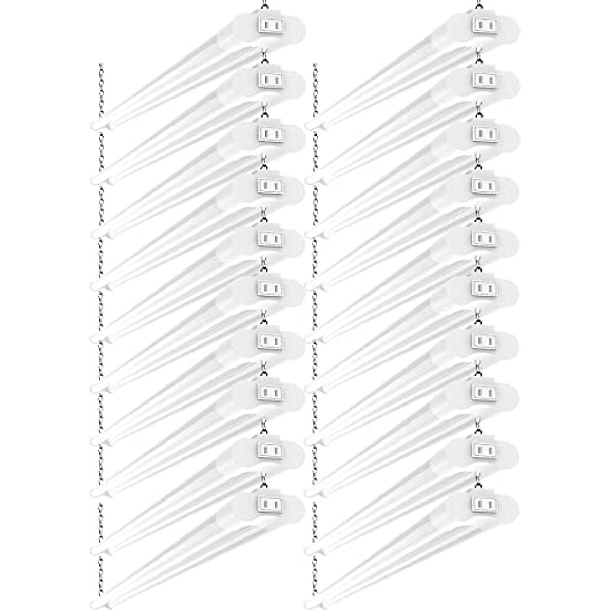 BBOUNDER 20-Pack Linkable LED Utility Shop Light, 4 FT, 4000 LM, 6500K Cool Daylight, 48 Inch Integrated Fixture for Garage, 40W Equivalent 250W, Surface + Suspension Mount, White