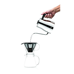 Bodum Melior Pour Over Borosilicate Glass Coffee Dripper with Carafe Lid and Stainless Steel Filter, 20 Ounce, Clear
