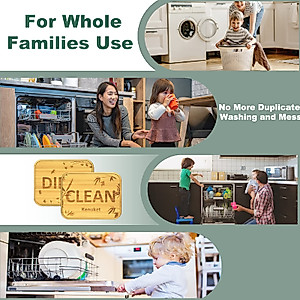 Dishwasher Magnet Clean Dirty Sign, Bamboo Indicator for Magnetic & Non-Magnetic Dishwashers, Non-Scratch Easy to Read Reversible Dishwasher Magnet Clean Dirty Sign with Optional Adhesive Metal Plate