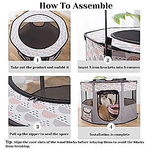 Fhiny Portable Small Animal Playpen, Breathable Rabbit PlayPen with Cover and Mesh Windows Foldable Guinea Pig Cage Tent Indoor Outdoor for Bunny Ferret Chinchilla Kitten Puppy (Grey)