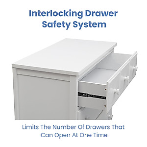 Delta Children 3 Drawer Dresser with Interlocking Drawers, Bianca White