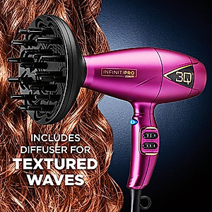 INFINITIPRO BY CONAIR 3Q Compact Electronic Brushless Motor Styling Tool/Hair Dryer, Pink