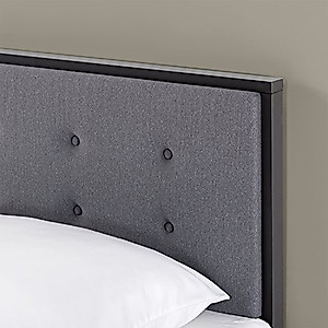 ZINUS 7 Inch Trisha Low Profile Platforma Bed Frame Mattress Foundation with Tufted Headboard, Box Spring Optional, Wood Slat Support, King, Grey