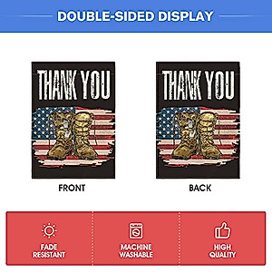 AVOIN colorlife Memorial Day Thank You Garden Flag 12x18 Inch Double Sided Outside, Military Soldiers Boots American Flag Patriotic Veteran Yard Outdoor Flag