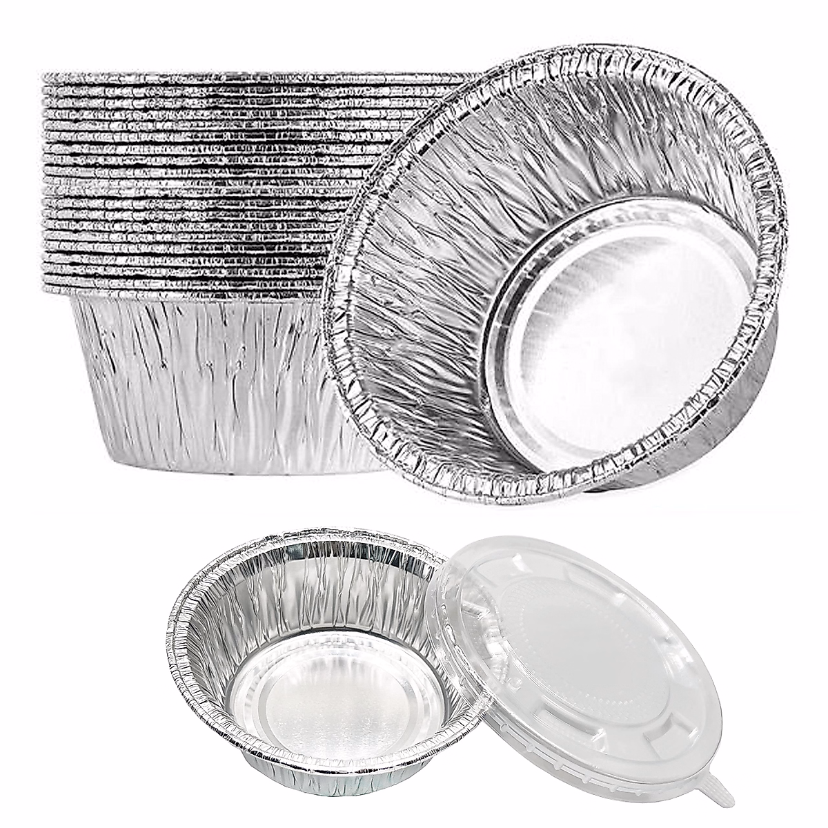 AIDUZETY 5" Foil Baking Pans with Lids - Perfect for Baking and Storing Food (30Pack)