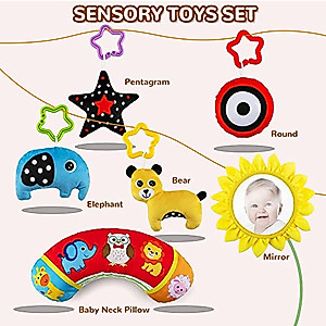 beetoy Baby Play Mat Activity Gym for Floor, Thick Baby Play Gym Activity Center with Baby Mirror, Stuffed Plush Toys, Soft Tummy Time Pillow for Babies Toddlers Infant Sensory Fine Motor Development