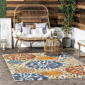 nuLOOM Monique Floral Indoor/Outdoor Area Rug- 2' x 3', Multi Color, Rectangular, 0.4" Thick, Modern, Patio, Porch, Deck, Living Room, Non-Shedding, Non-Skid, Easy Cleaning