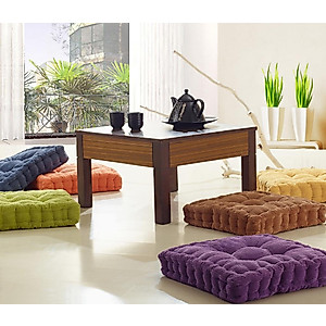 ChezMax Floor Pillow & Cushion, Large Meditation Chair Cushions, Thick Square Seat Pad, Soft Velvet Tufted Seating Pouf for Indoor/Outdoor Yoga Bench Rocking Chair Room Tatami Sofa, Dark Blue 20"x20"