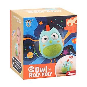 Kim Player Roly Poly Toy, Owl Weeble Wobble Toys for Baby 6 Months and Up, Best Gift for Kids Boys Girls Infants Toddlers