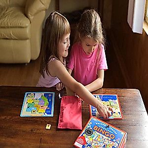 eeBoo: United States Geography Bingo Game, for 2 to 6 Players, Includes 6 Game Cards, 84 Playing Cards, & Drawstring Bag, for Ages 5 and up