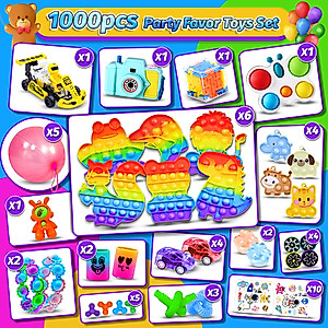 Erosbon 1000pcs Party Favors for Kids, Fidget Toys Pack,Bulk Toys Goodie Bag Stuffers,Prize for Kids Treasure Box Toys for Classroom Rewards ,Birthday Party Gift, Carnival Prize, Pinata Pinata Filler