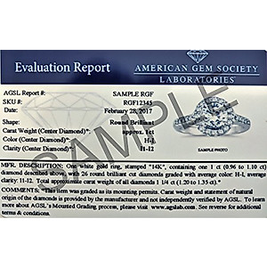 SZUL AGS Certified 3/4 Carat TW Round Diamond Solitaire Ring in 14K White Gold (J-K Color, I2-I3 Clarity)