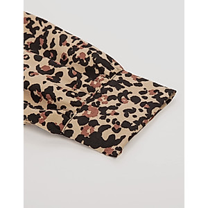 GRACE KARIN Women's Business Colorblock Bodycon Sheath Dress Long Sleeve Tie Neck Office Leopard Pencil Dress Wear to Work Brown XXL