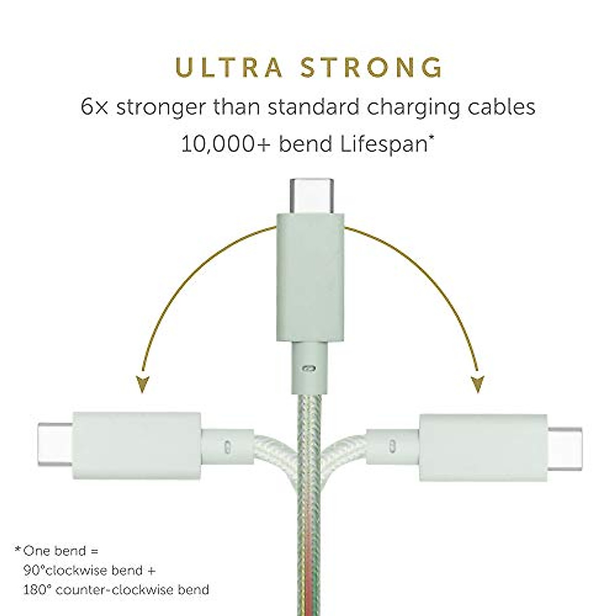 Native Union Type-C Desk Cable – USB-C to USB-C 8ft Ultra-Strong Non-Slip Charging Cable with Anchor Weight Compatible with iPhone 16, 15, MacBook Pro 13" M1/ M2, Air 13"/15", Surface Go 3 (Sage)