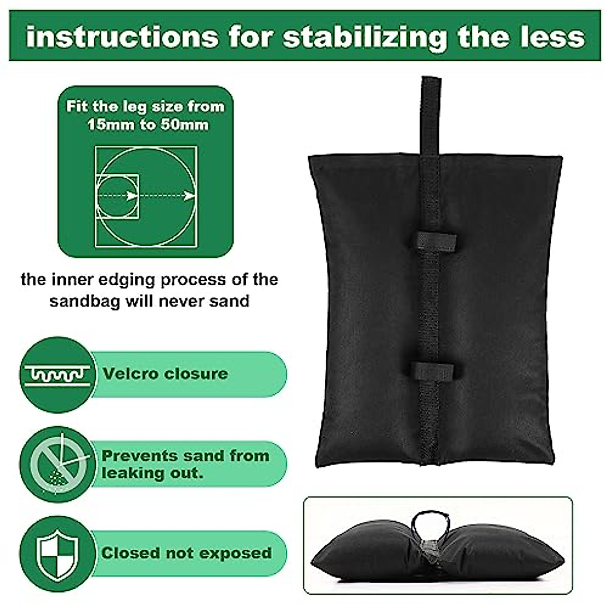 Nuenen 20 Pcs Canopy Weights Sand Bags Large Tent Weights 560 LBS Heavy Duty Gazebo Weights with Shovel for Outdoor Patio Canopy Tent Shelter Umbrella Instant Canopies Without Sand (Black)