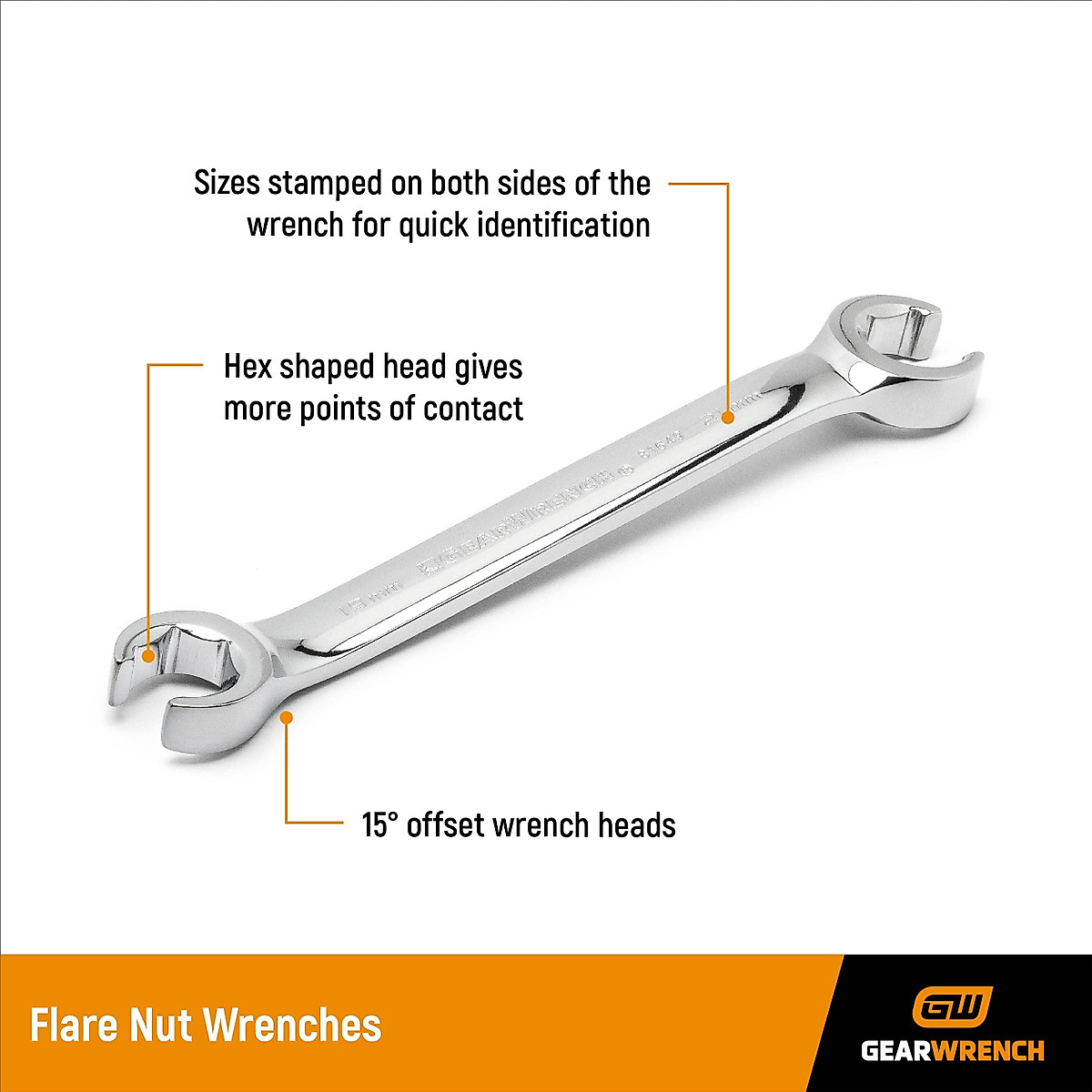 GEARWRENCH 6 Pc. Flare Nut Wrench Set, Metric - 81906