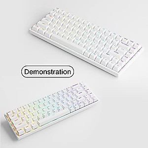 Akko Keycaps Top Printed Shine-Through with ASA Profile, White Keycaps PBT Double-Shot Keycaps for Mechanical Keyboards