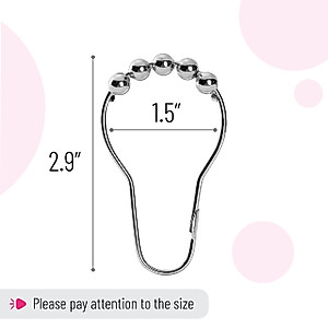 Slick- Shower Curtain Rings, 12 Pack, Shower Curtain Hooks, Shower Rings, Shower Curtain Hooks Rust Proof, Shower Rings for Curtain, Silver Shower Curtain Hooks, Shower Curtain Hangers