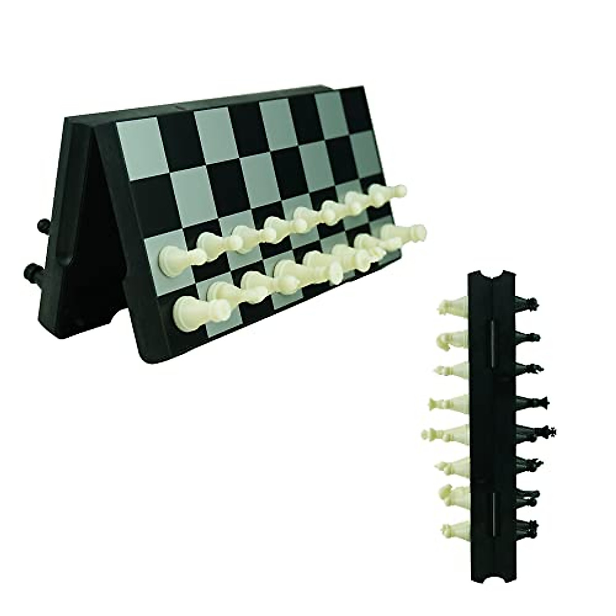 KOKOSUN Travel Magnetic Mini Chess Set-6.5'', Folding Chess Board Game, Educational Toys/Gift for Adults and Kids (Mini Set -Black Pieces)