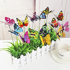 VGOODALL 50pcs Butterfly Garden Decorations, 11.5 inch Plastic Butterfly Stakes Ornaments Artificial Butterflies for Flower Bouquet Arrangements Crafts Outdoor Wall Patio Plant Christmas Yard Decor