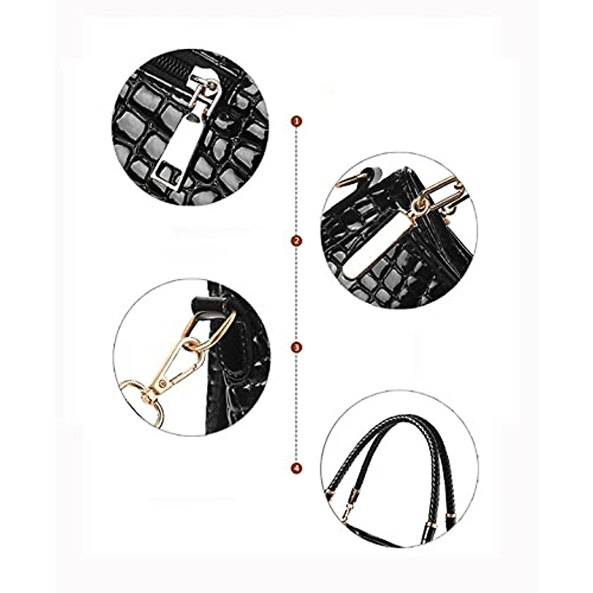 SMALL BLUE Women Synthetic PU Leather Tote Hobo Shoulder Hit the color Crossbody Bag Large capacity Clutches Satchels-Black