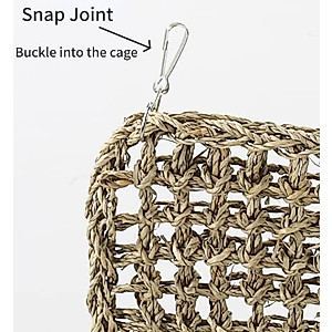 Bird Foraging Wall Toy Parrot Chewing Hanging Hook Toys Woven Climbing Hammock Mat Bird Climbing Net Climbing Cotton Rope Net Hanging Bird Climbing Rope (Large)