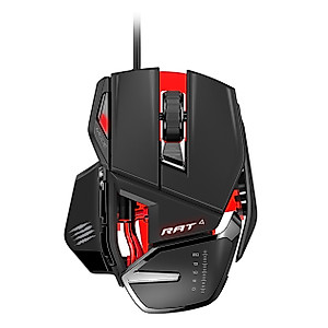 Mad Catz RAT4 Wired Optical USB LED RGB Mouse with 9 Programmable Buttons, Adjustable - Black