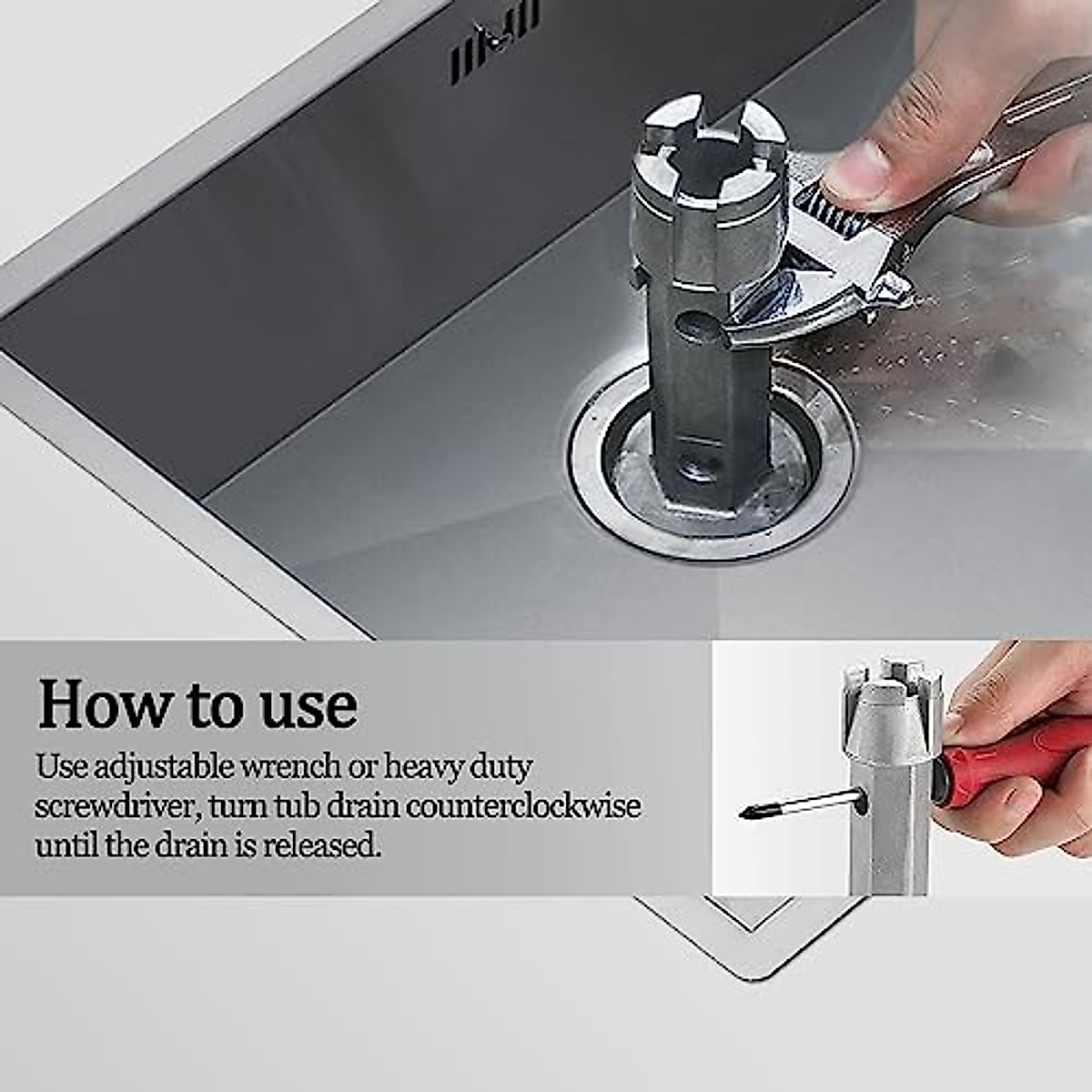 WBJKZJD Tub Drain Remover Wrench, Heavy Duty Drain Wrench Aluminum Alloy Wrench for Install and Remove Most Bath and Shower Drains