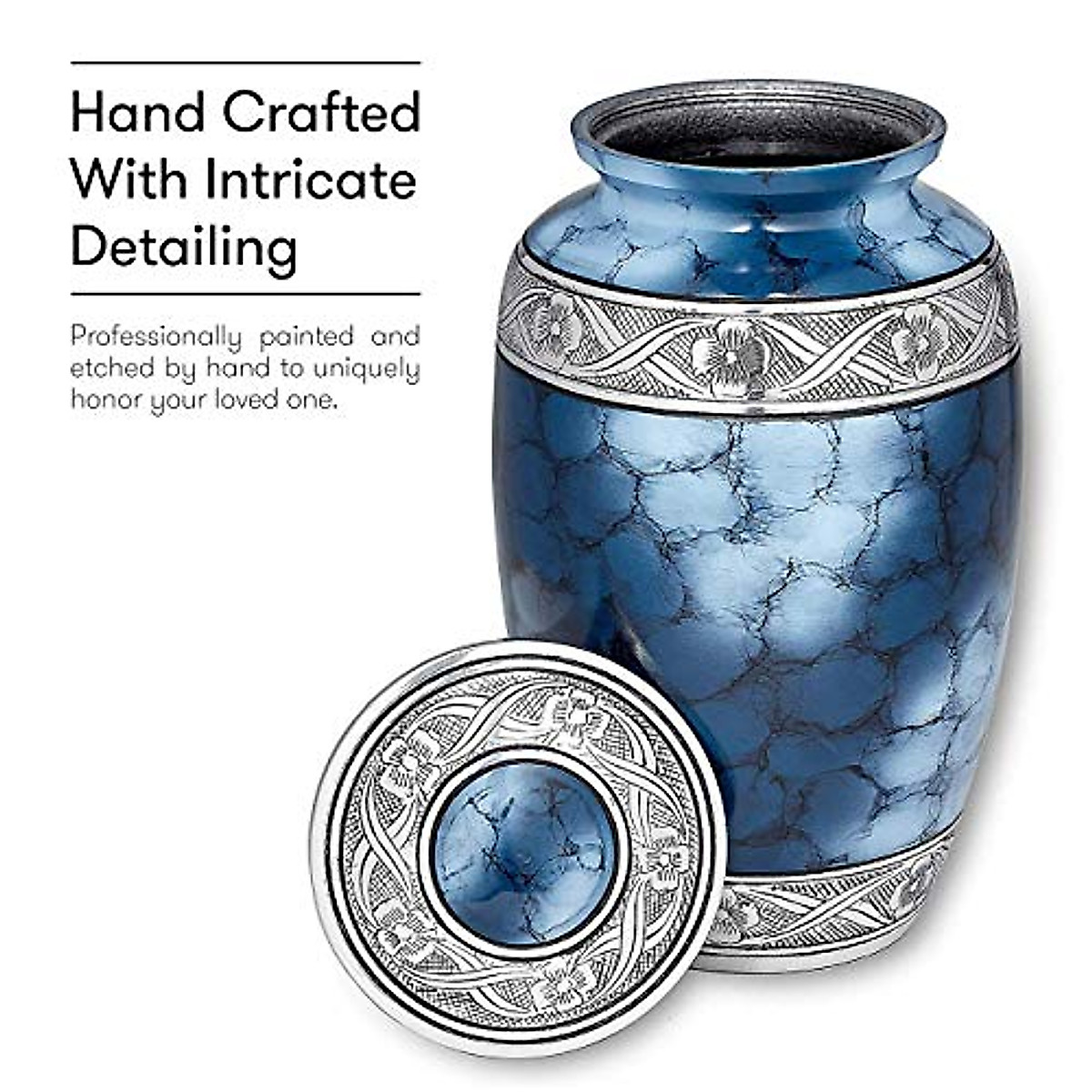 Fedmax Urns for Ashes Adult Male or Female - Funeral and Memorial Cremation Urns for Human Ashes up to 200 lbs with Velvet Bag, Blue