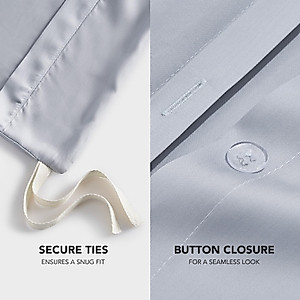 EVERGRACE Tencel Lyocell Cooling Duvet Cover Set King Size 3 Piece, 100% Natural Eucalyptus Lyocell Fiber from Austria, Luxury Silky Soft Comforter Cover with 2 Shams, Pearl Blue, 90"x104"