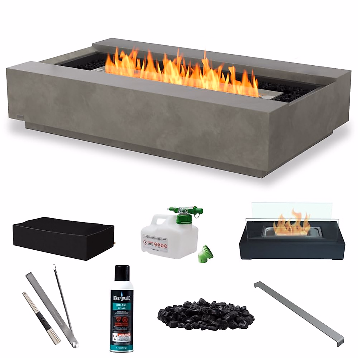 Eco Smart | Cosmo 50 Fire Pit Table | Natural Color | Ethonal Stainless Steel Gas Burner | Elegant Curved Design with Versatile Wide Lip | Complements Any Decor and Setting