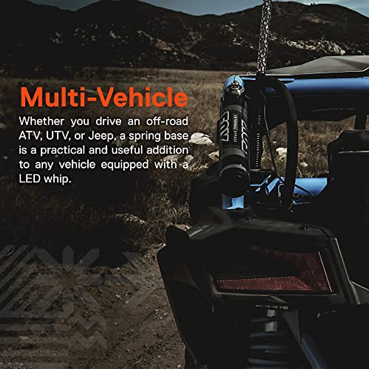 Heavy-Duty Barrel Spring Mounting Base [Black-Finish] [6mm Spring] [1/2" Mounting Hardware] CB Radio Antenna/Lighted LED Whips up to 102"