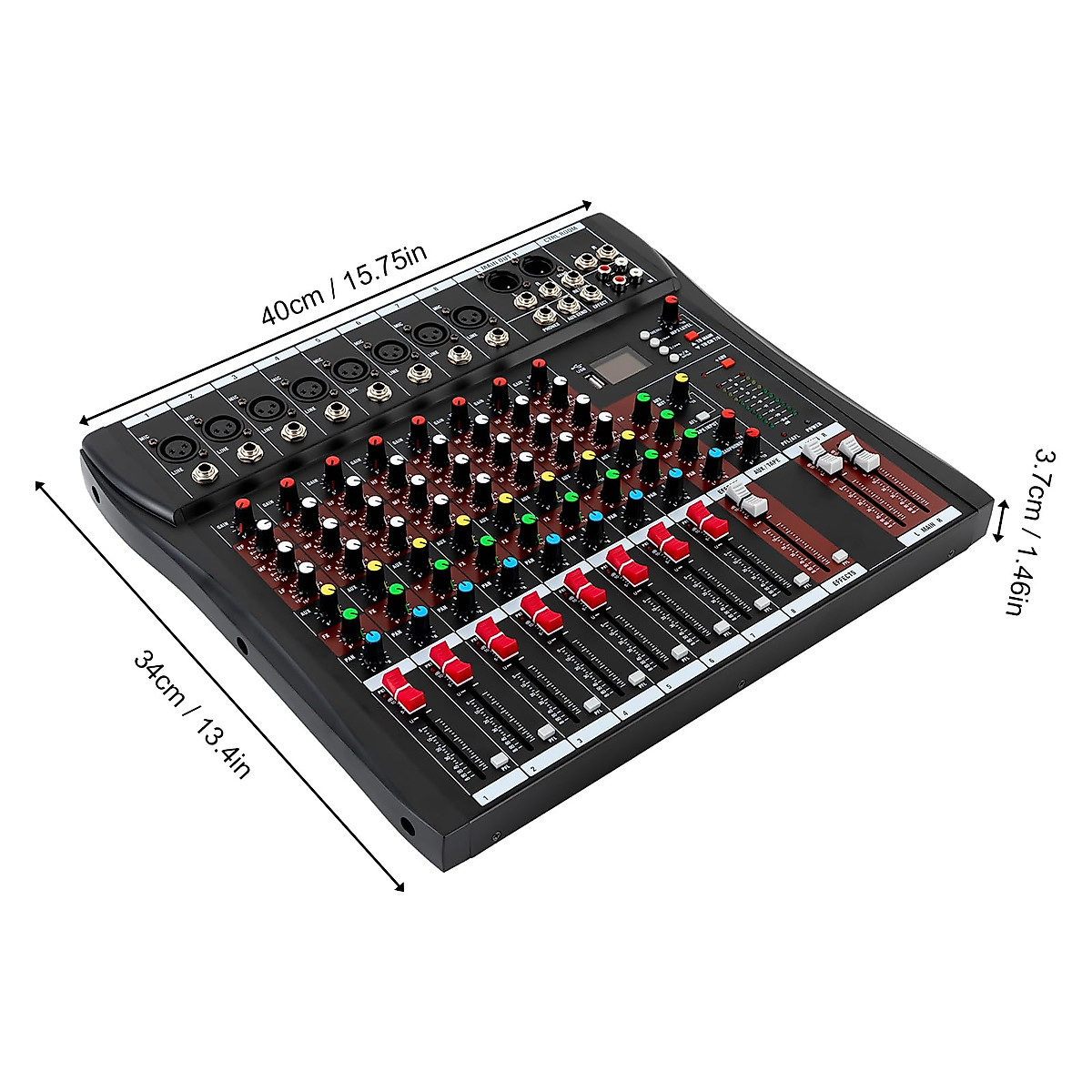 8 Channel Mixing Console Audio Mixer Bluetooth Studio Audio Mixer Sound Mixing Console Desk System Interface with USB Drive for PC Recording AC 110V