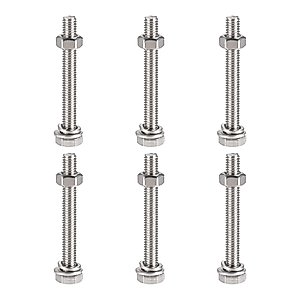 uxcell M6 x 50mm Hex Head Screws Bolts, Nuts, Flat & Lock Washers Kits, 304 Stainless Steel Fully Thread Hexagon Bolts 6 Sets
