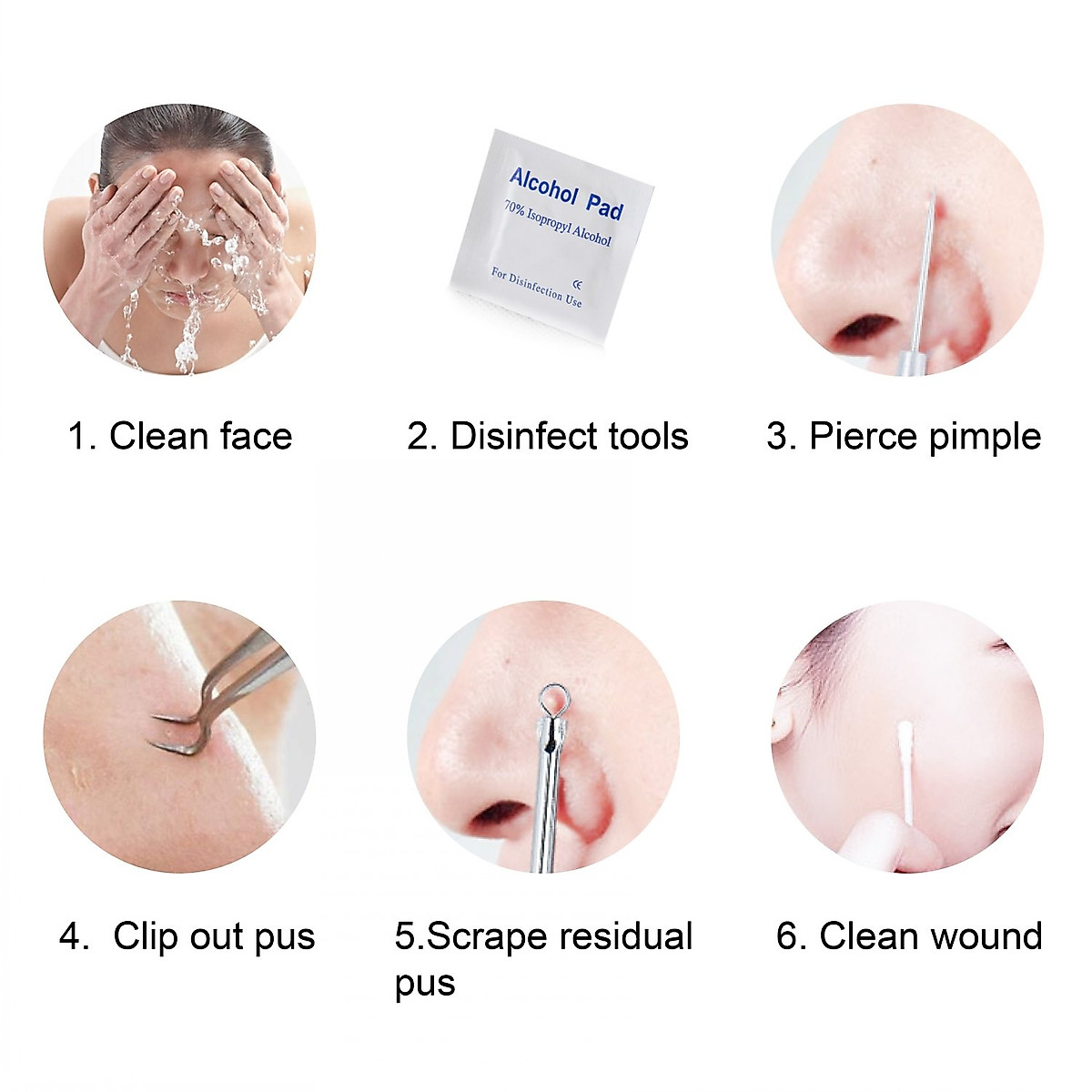 FIXBODY Blackhead and Splinter Remover Tools - Stainless Steel Professional Easily Cure Pimples Whiteheads Comedones Acne Zit Ingrown Hairs and Facial Impurities Bend Head Tweezer Surgical Kit