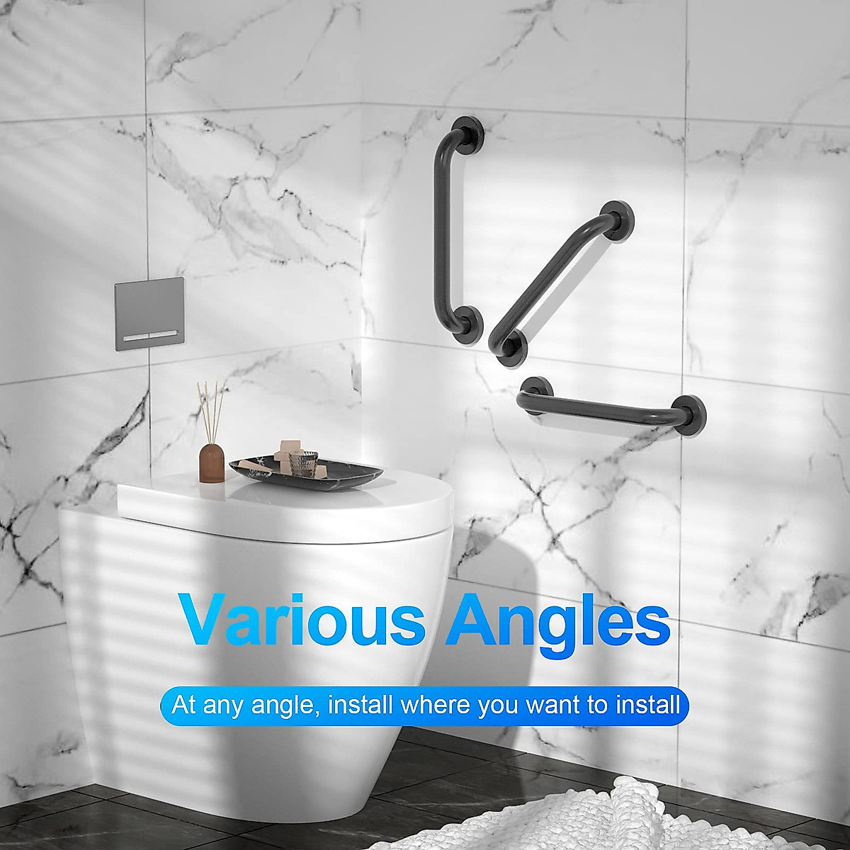 Matte Black Shower Grab Bar 12 Inch-1" Diameter, iMomwee Stainless Steel Small Safety Bars Bathroom Balance Support Bar, Assist Handle Wall Handrail Mobility Aids for Handicap Elderly Senior Disabled