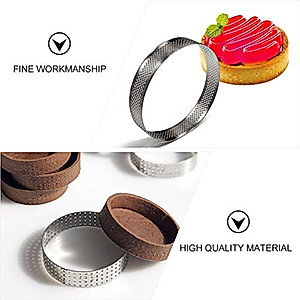 GARNECK Stainless Steel Tart Ring Cake Mousse Ring Round Cake Molds Cake Rings Perforated Cutter Round for Home Kitchen Bakeware 15CM