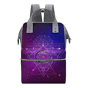 Geometric Pattern Diaper Bag Backpack Large Capacity Mommy Bags Multifunction Nappy Bag Travel Back Pack Gray-Style