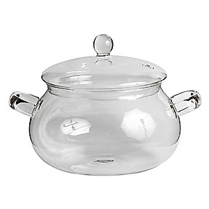 Kityemo 2.8L/95Oz Glass Pans Clear Glass Pots for Cooking with Lids Saucepan with Cover Simmer Pot Heat-Resistant Glass Stovetop Pot And Pan Stockpots for Noodles, Soup, Cereals, Fruits