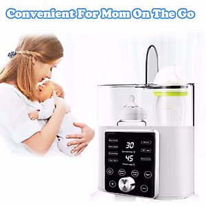 Portable Baby Bottle Warmer, 8 in 1 Milk Warmer of Breastmilk/Formula/Regular Milk, Food Heater&Defrost with LCD Display, Travel Double Bottle Warmer with Accurate Temperature Control