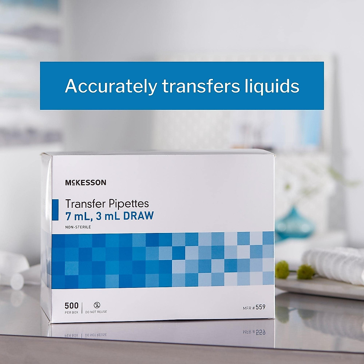 McKesson Transfer Pipette, Non-Sterile, 7 mL Capacity 0.5 mL to 3 mL Graduation Increments, 500 Count, 1 Pack