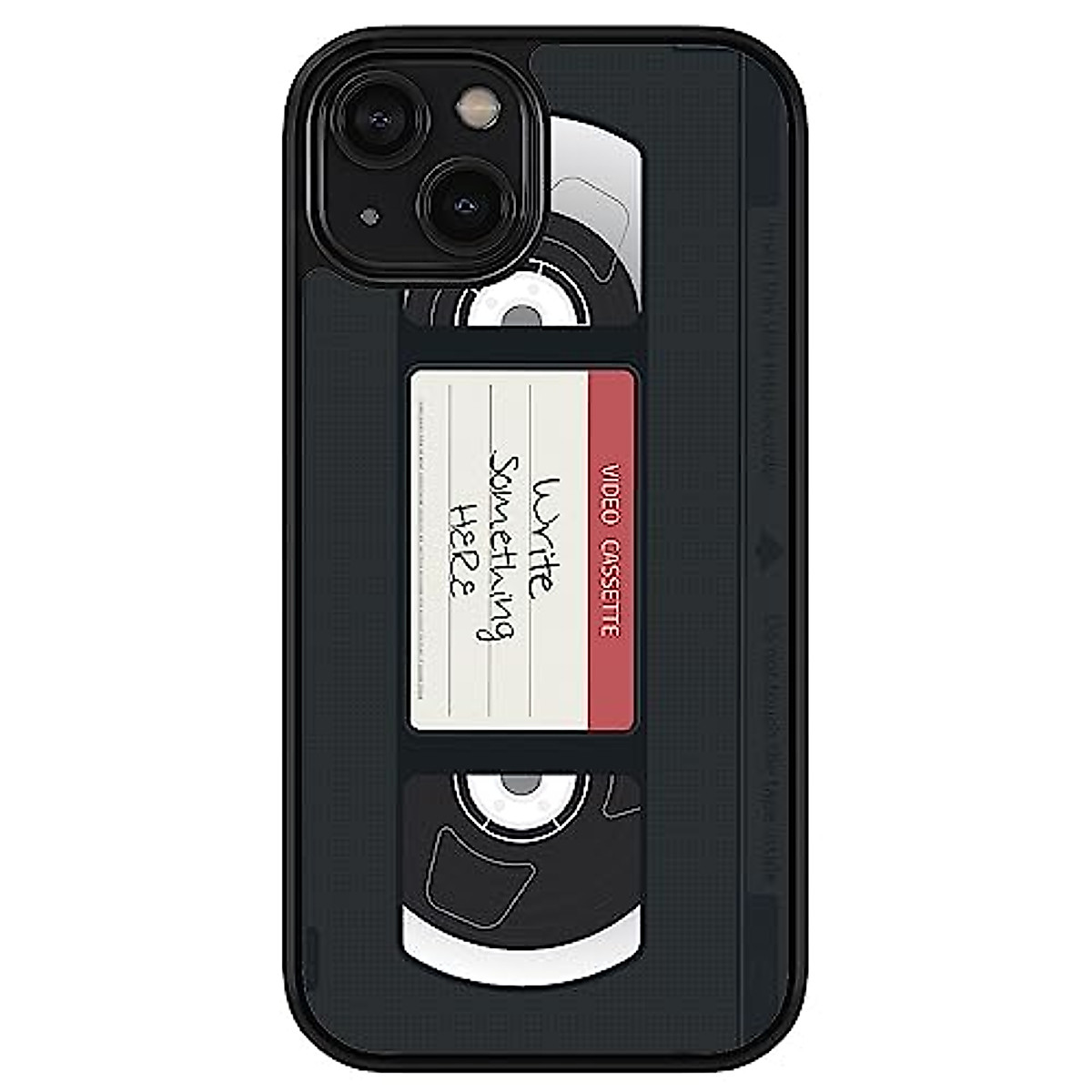 VHS Tape Retro Tape Personalized Black Rubber Phone Case Compatible with Apple iPhone 15 Pro Max Plus, 14 Pro Max Plus, 13 Pro Max Mini, 12 Pro Max Mini, 11, X XS Max, XR, 8 7 Plus