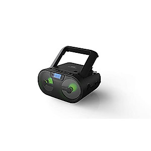 Riptunes CD Player Bluetooth Boombox AM/FM Portable Radio, Digital LCD MP3/CD, USB, mSD, Aux, Headphone Jack Stereo Sound System with Enhanced Bass, LCD Display with Remote, Black