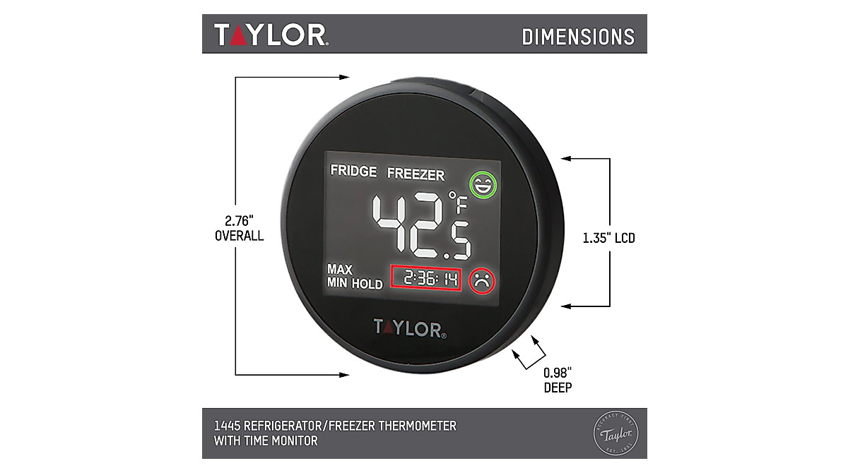 Taylor Digital Refrigerator Thermometer with Time Monitor
