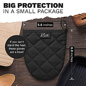 Oven Mitts Heat Resistant – (Black Color) Mini Oven Mitts, Silicone Gloves Heat Resistant, Kitchen Gloves for Cooking, Silicone Oven Mitts & Pot Holders Sets, Kitchen Pot Holders & Oven Mitts Sets