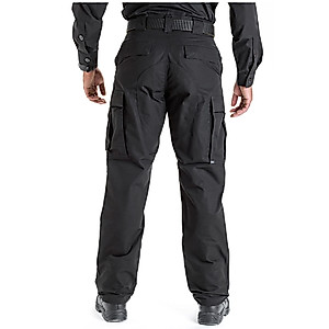 5.11 Tactical Men's Lightweight TDU Ripstop Work Pants, Adjustable, Teflon Finish, Black, Small/Long, Style 74003